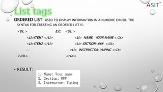 Learn HTML at ASIT | PPTX
