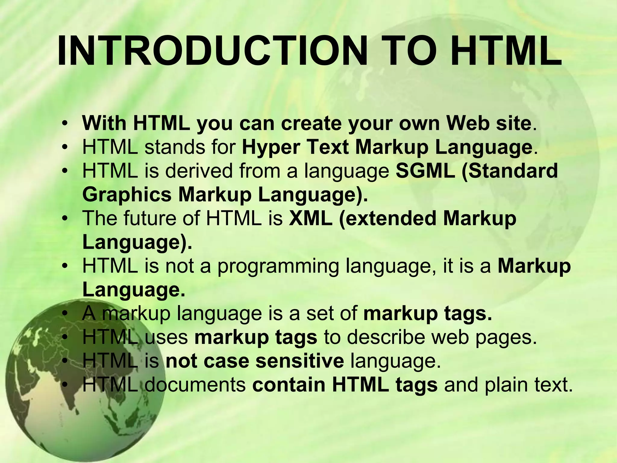 Html | PPTX | Web Design and HTML | Internet