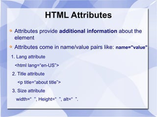 HTML (Hyper Text Markup Language) by Mukesh | PPT | Free Download