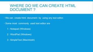 Html | PPTX | Web Design and HTML | Internet