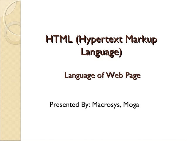 Presentation on HTML