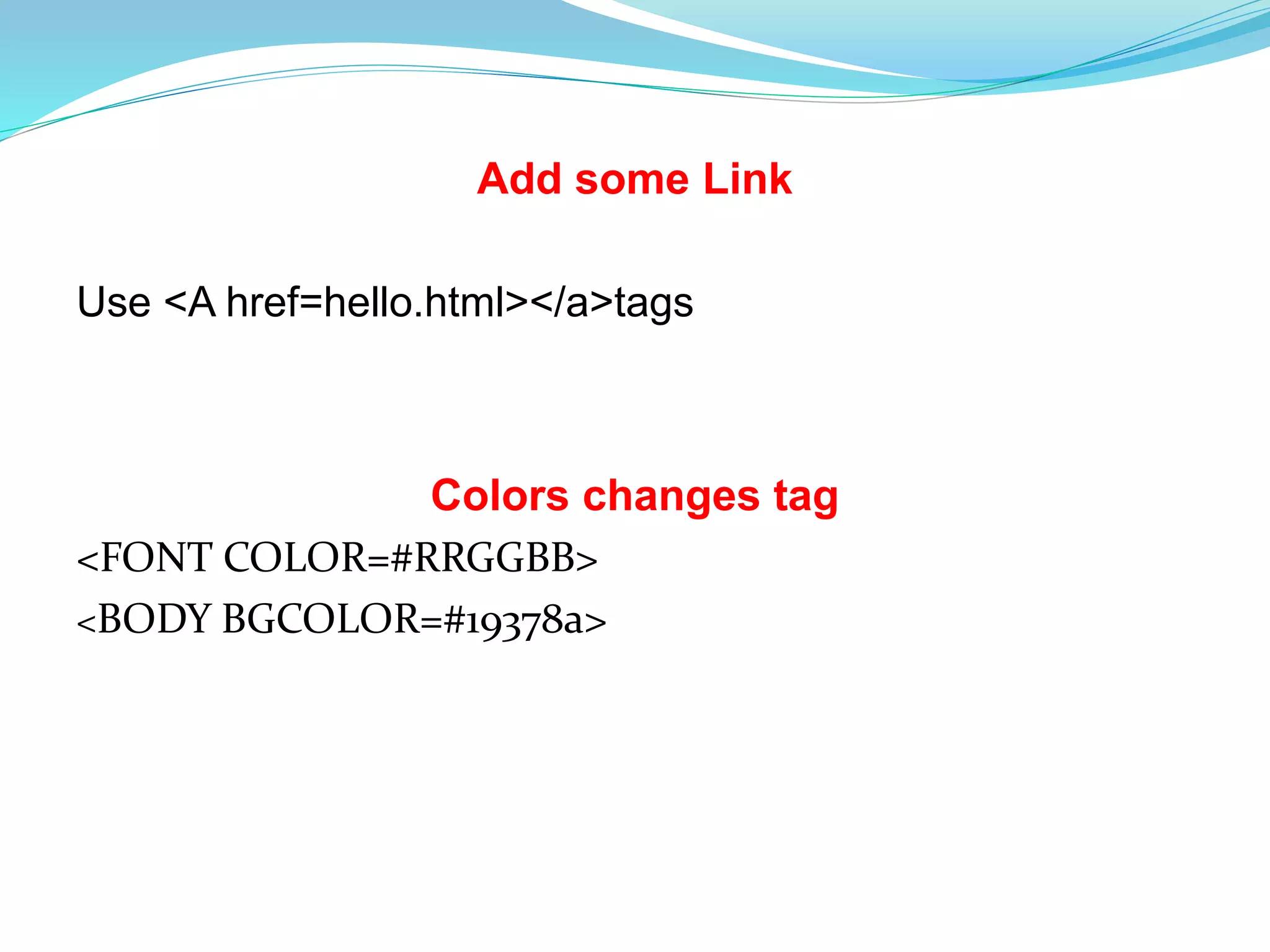 basic introduction of html tags | PPT