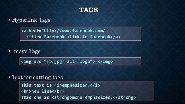 Html and its tags