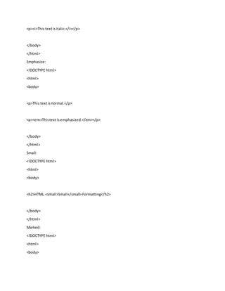 Html.docx | Web Design and HTML | Internet