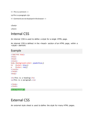 Html.docx | Web Design and HTML | Internet