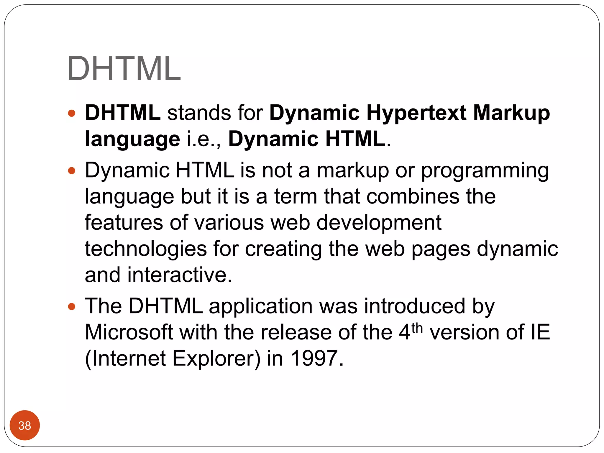 HTML and DHTML | PPTX