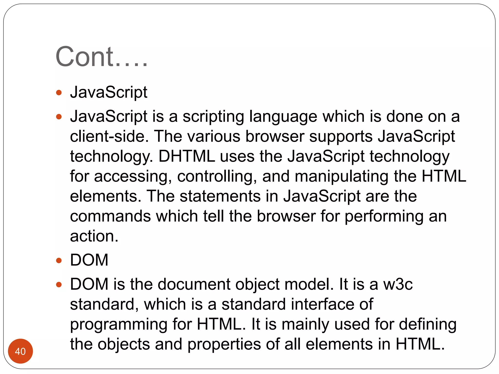 HTML and DHTML | PPTX
