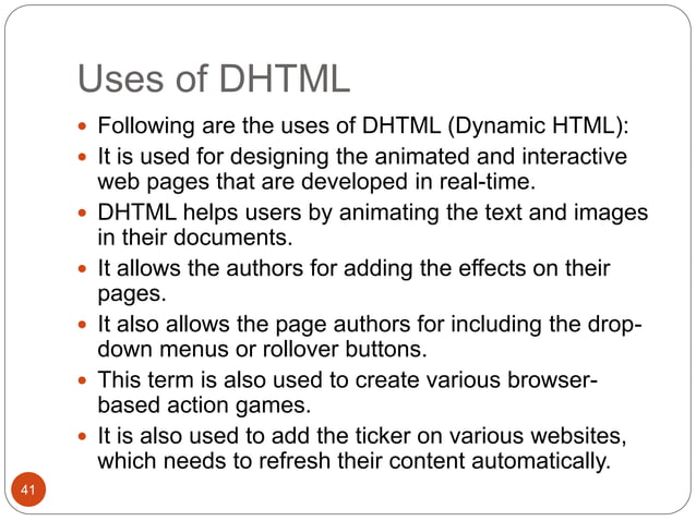 HTML and DHTML | PPTX