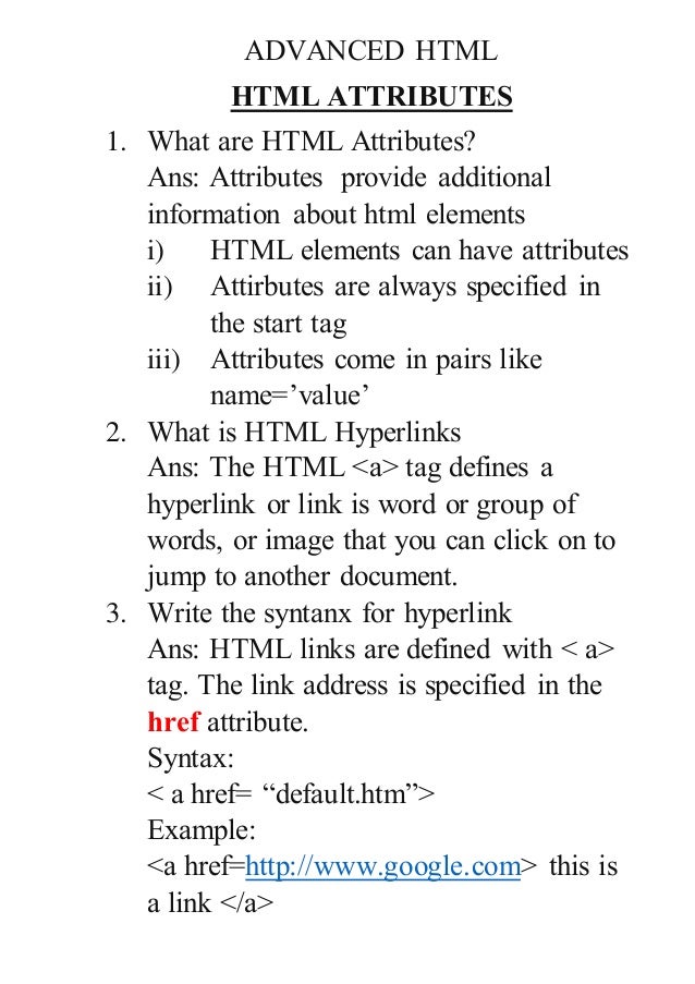 CLASS VII COMPUTERS HTML