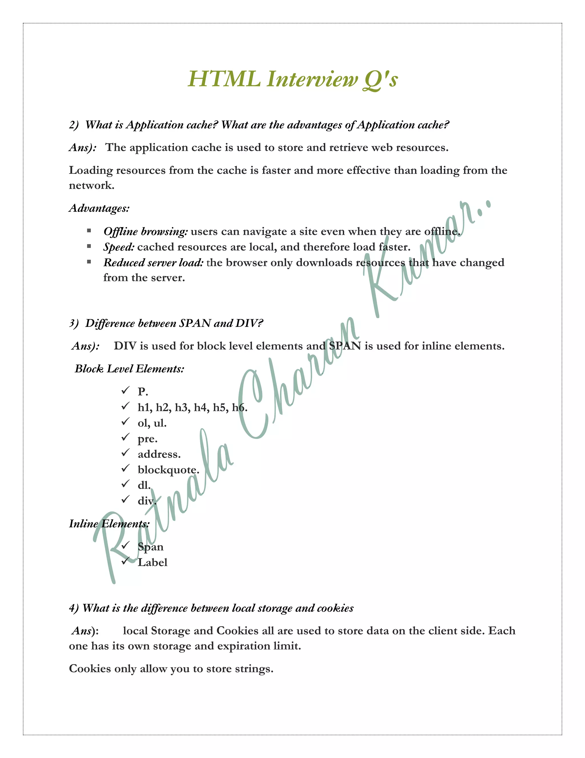 Html5 Interview Questions And Answers Pdf