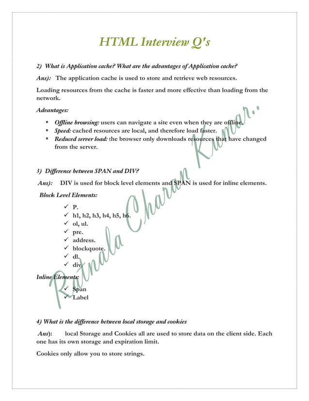Html5 Interview Questions And Answers Pdf