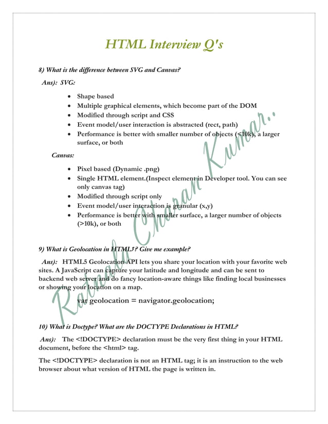 Html5 Interview Questions And Answers Pdf