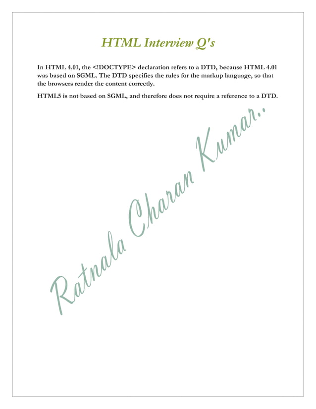 Html5 Interview Questions & Answers | PDF