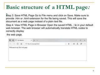 HTML.ppt this is about html introduction elelments of a web page ...