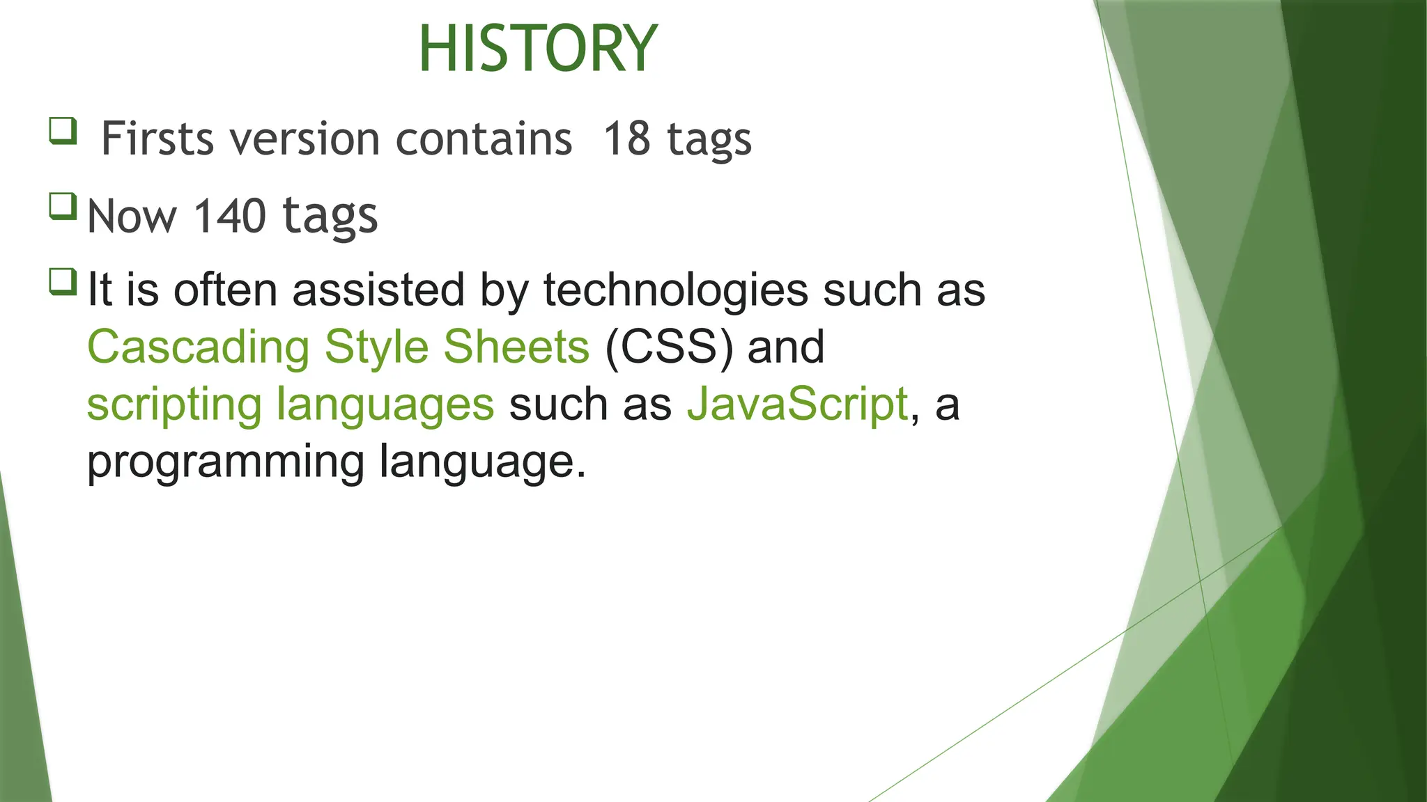 BASIC HISTORY OF THE HTML PRESENTATION.PPT