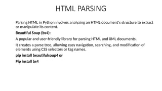 Parsing HTML read and write operations and OS Module.pptx