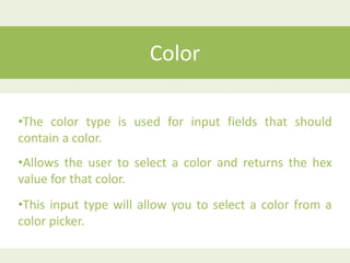 HTML-5 New Input Types | PPTX