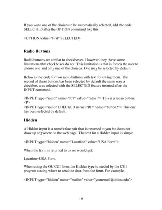 Html advanced-reference-guide for creating web forms | PDF