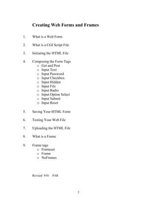 Html advanced-reference-guide for creating web forms | PDF
