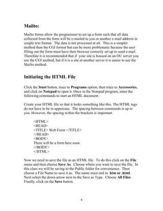 Html advanced-reference-guide for creating web forms | PDF