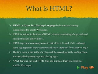 HTML basic tags and description PPT slides | PPT