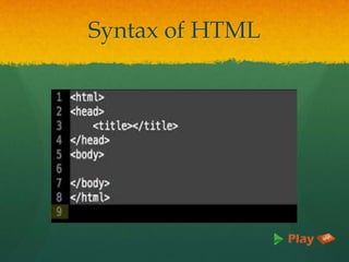 HTML basic tags and description PPT slides | PPT