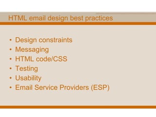 HTML email design and usability | PPT