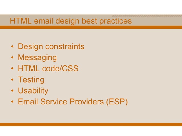 HTML email design and usability | PPT