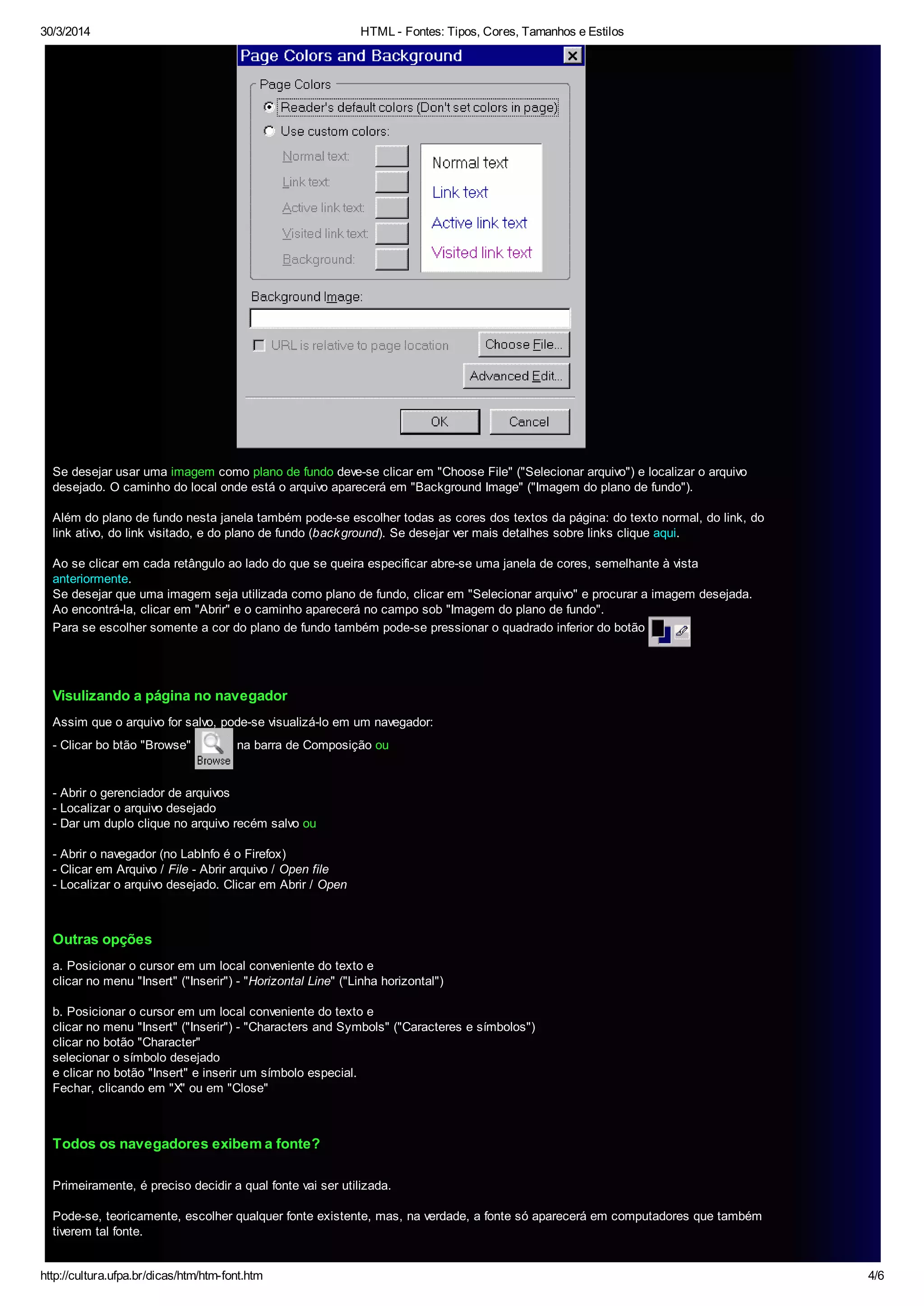 Html fontes tipos, cores, tamanhos e estilos | PDF