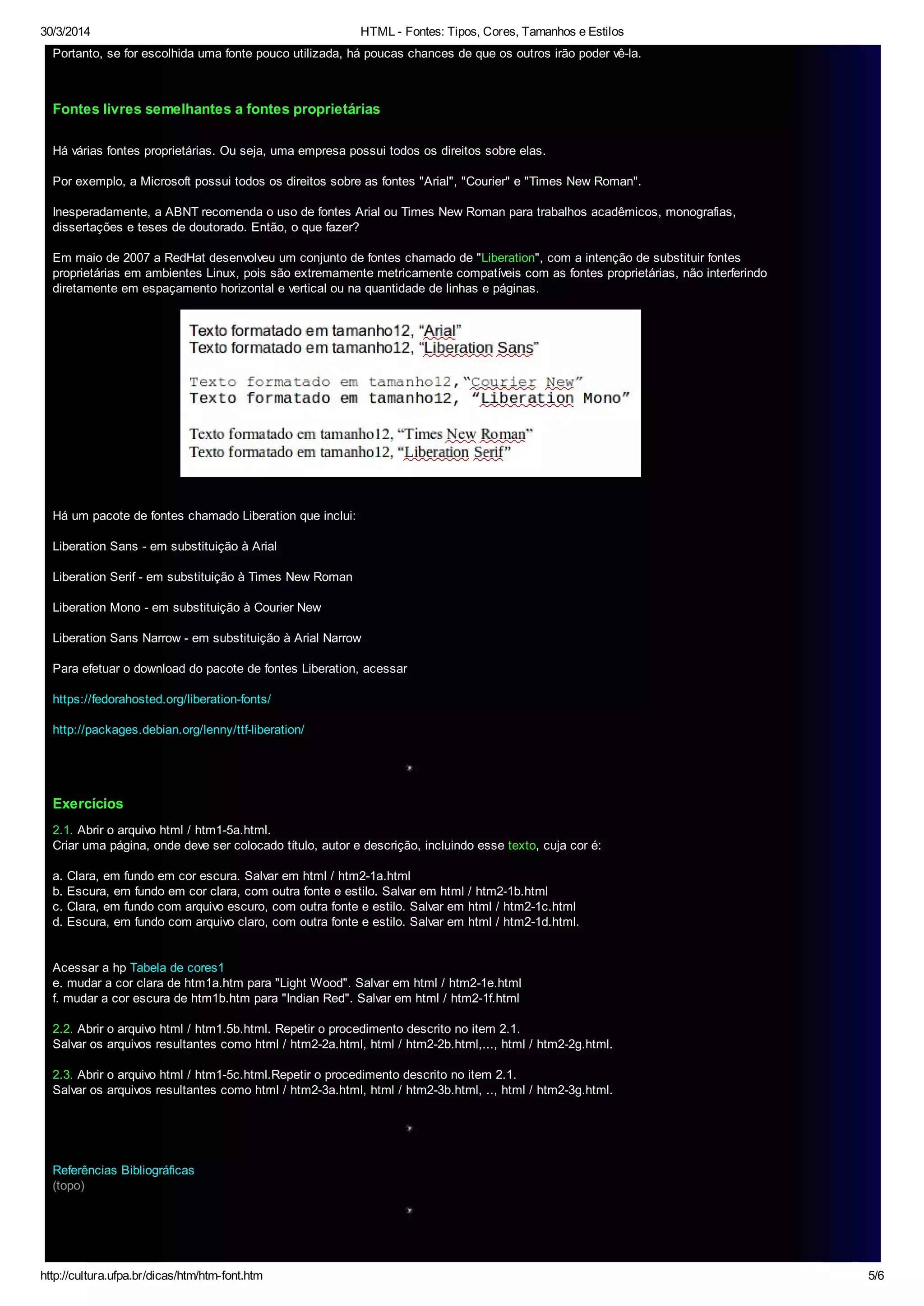 Html fontes tipos, cores, tamanhos e estilos | PDF