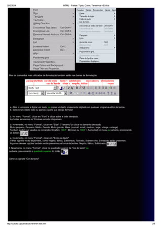 Html fontes tipos, cores, tamanhos e estilos | PDF