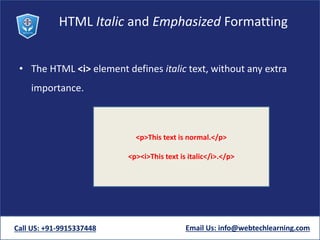 Html formatting | PPTX