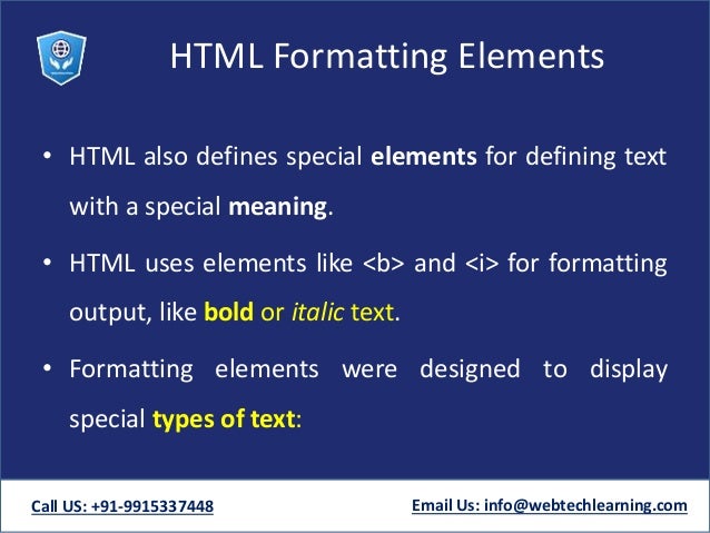 Html formatting