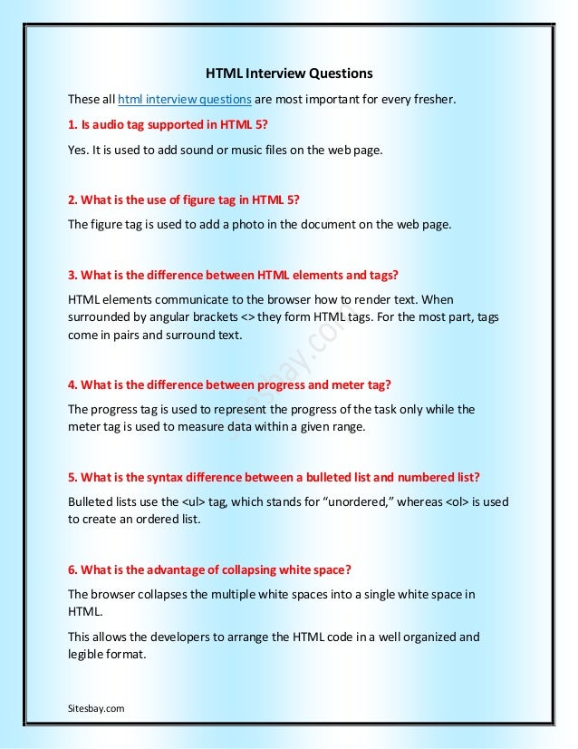 Html Interview Questions Basic Html Interview Questions