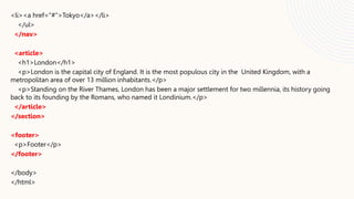 Html layout elements ppt and techniques ICT | PPTX
