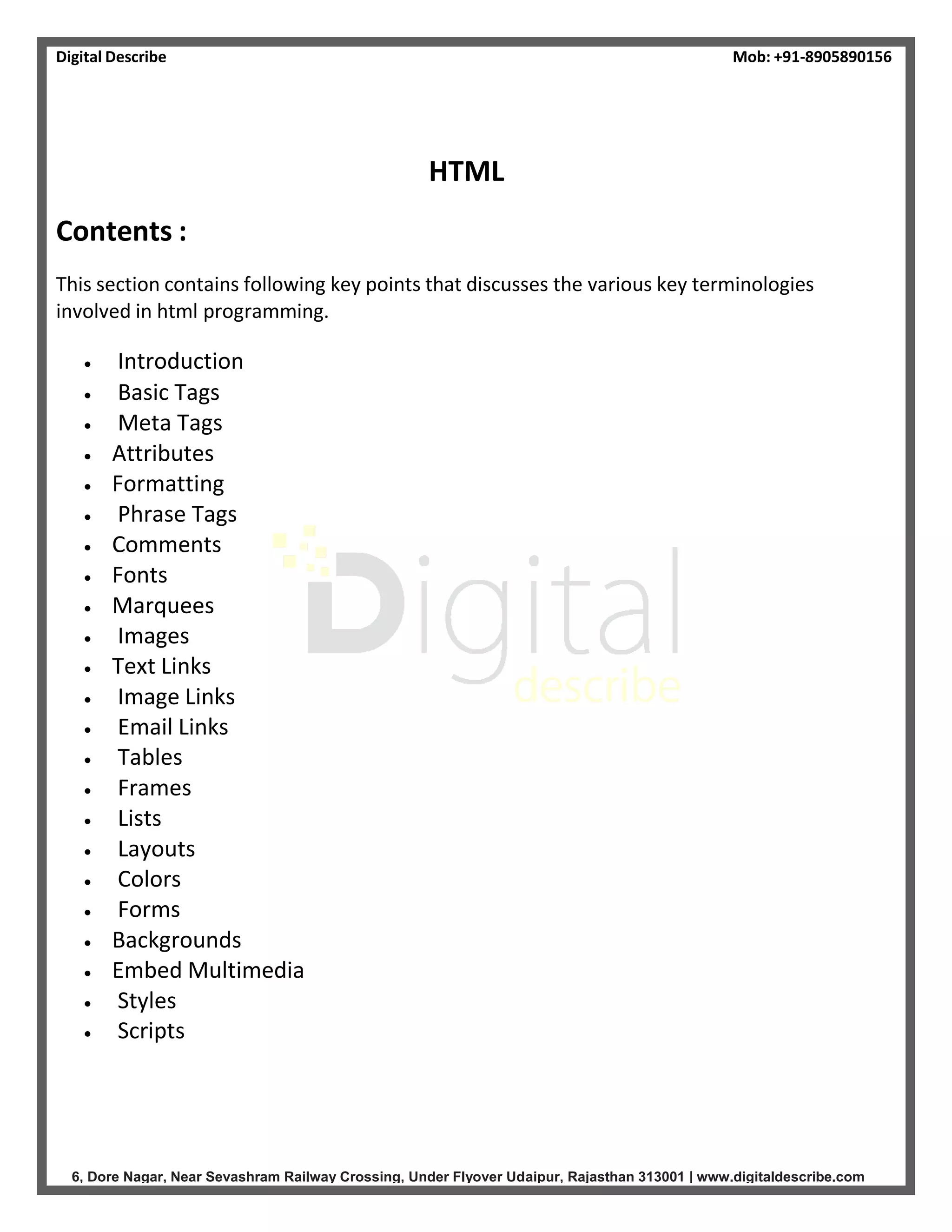 html complete notes | PDF