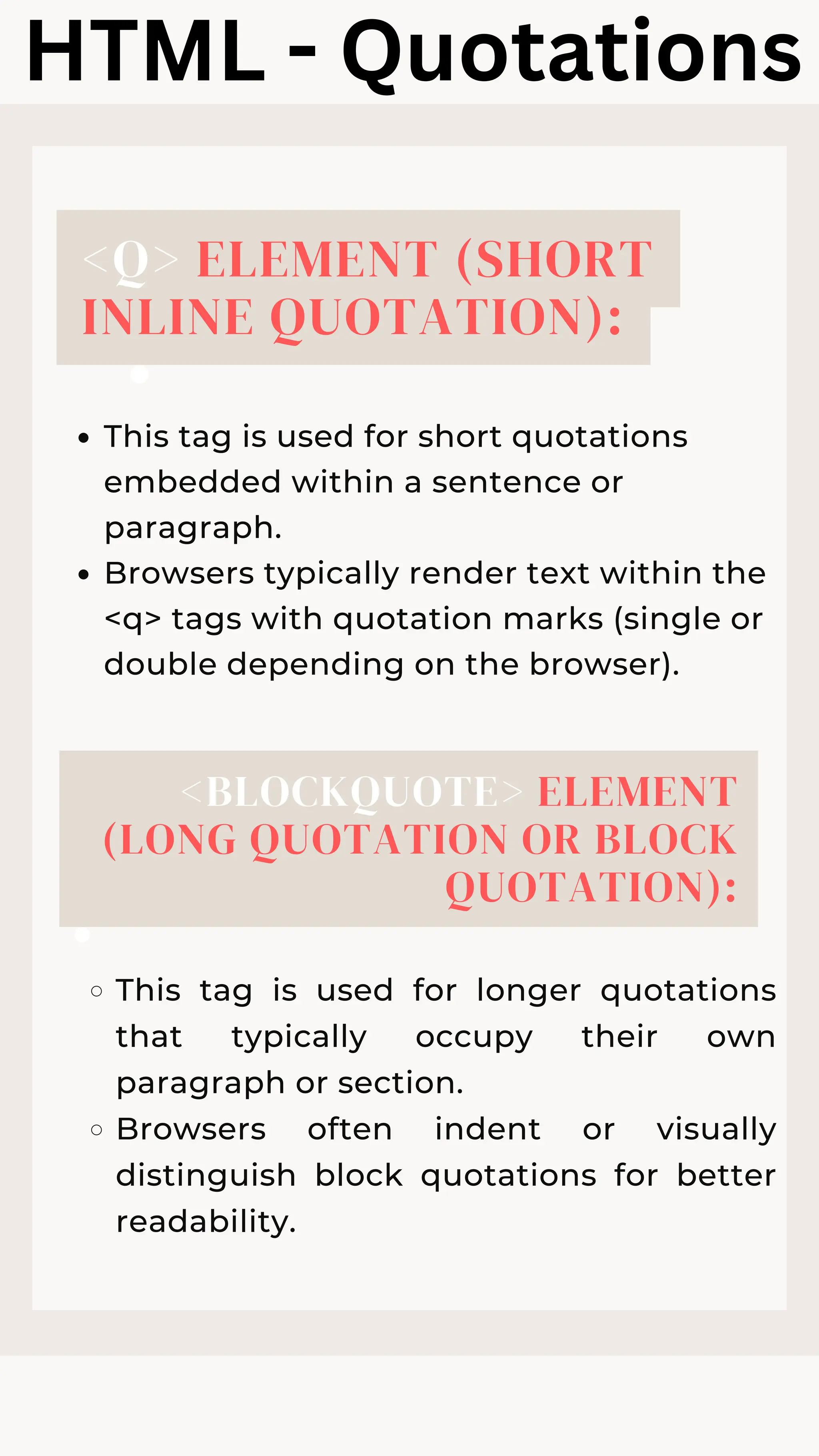 HTML offers two main Quotations Tags. Learn Here | PDF | Web Design and ...