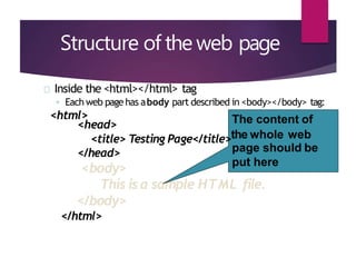 HTML BASIC BY SHASHI KANT SINGH HAJIPUR | PPTX | Web Design and HTML ...