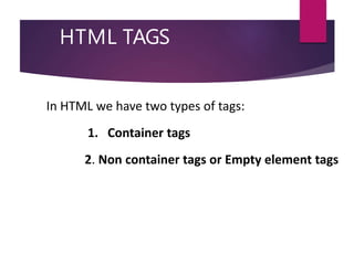 HTML BASIC BY SHASHI KANT SINGH HAJIPUR | PPTX | Web Design and HTML ...