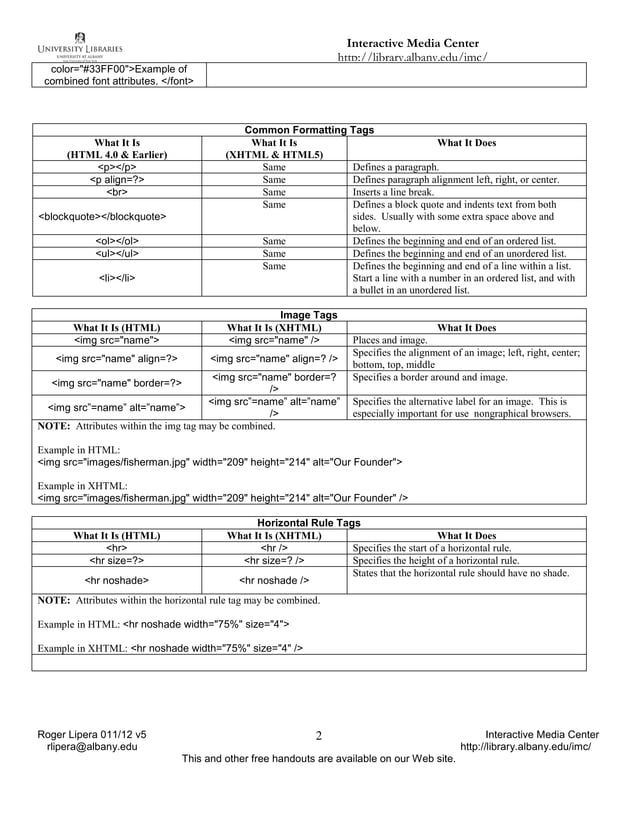 Html xhtml tag-sheet | PDF