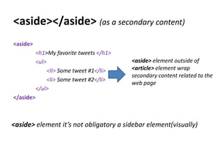 Html 5 Semantics overview | PPTX