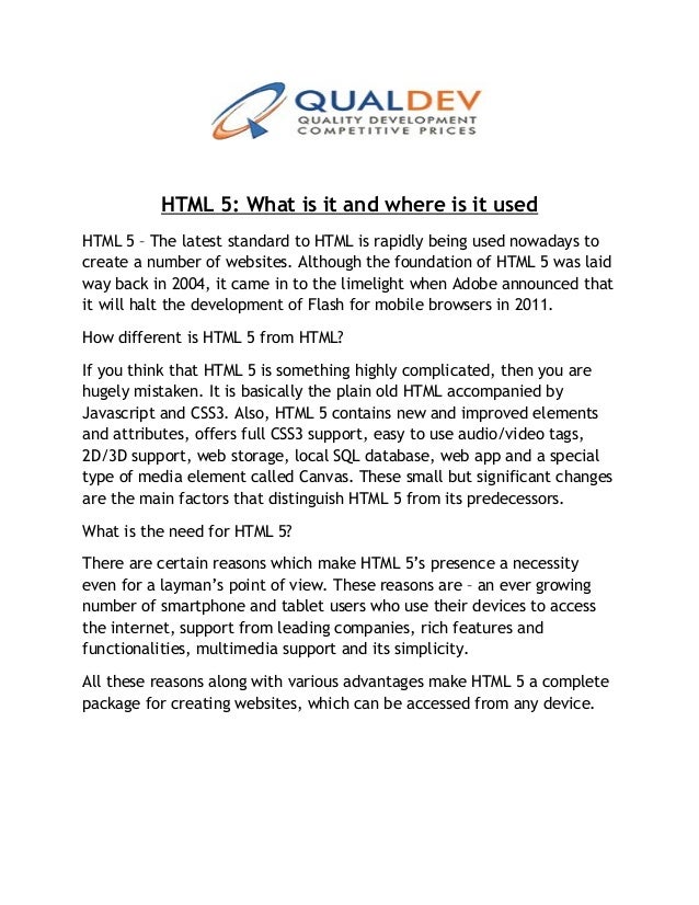HTML 5: What is it and where is it used.