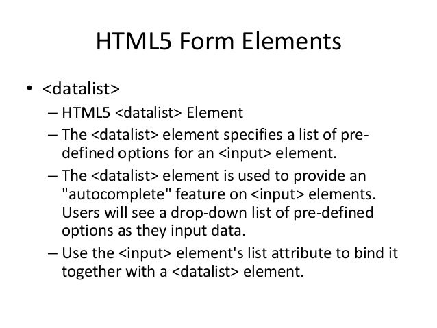 New Elements & Features in HTML5