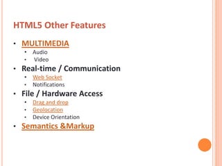 HTML5 : Web to the next level | PPT