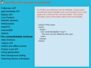 Html5 - Awesome APIs | PPT
