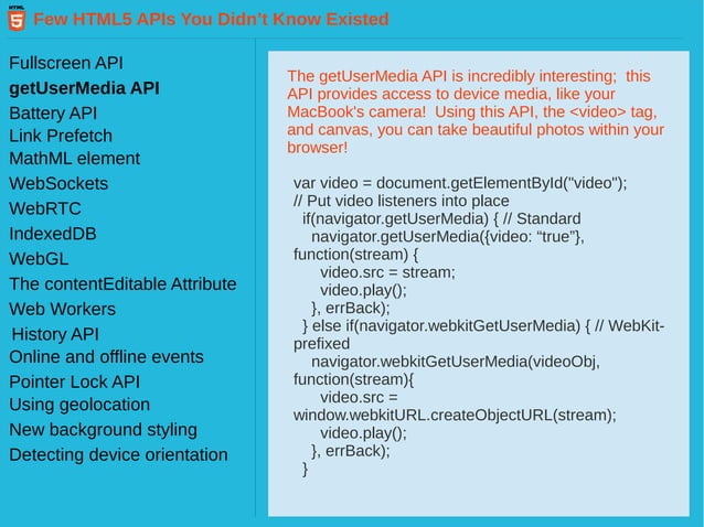 Html5 - Awesome APIs | PPT