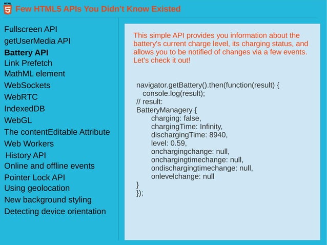 Html5 - Awesome APIs | PPT