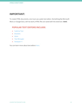 HTML5 cheat sheet | PDF