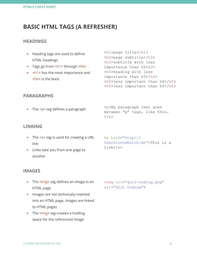 HTML5 cheat sheet | PDF