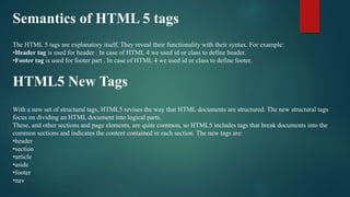HTML5 New Tags | PPT